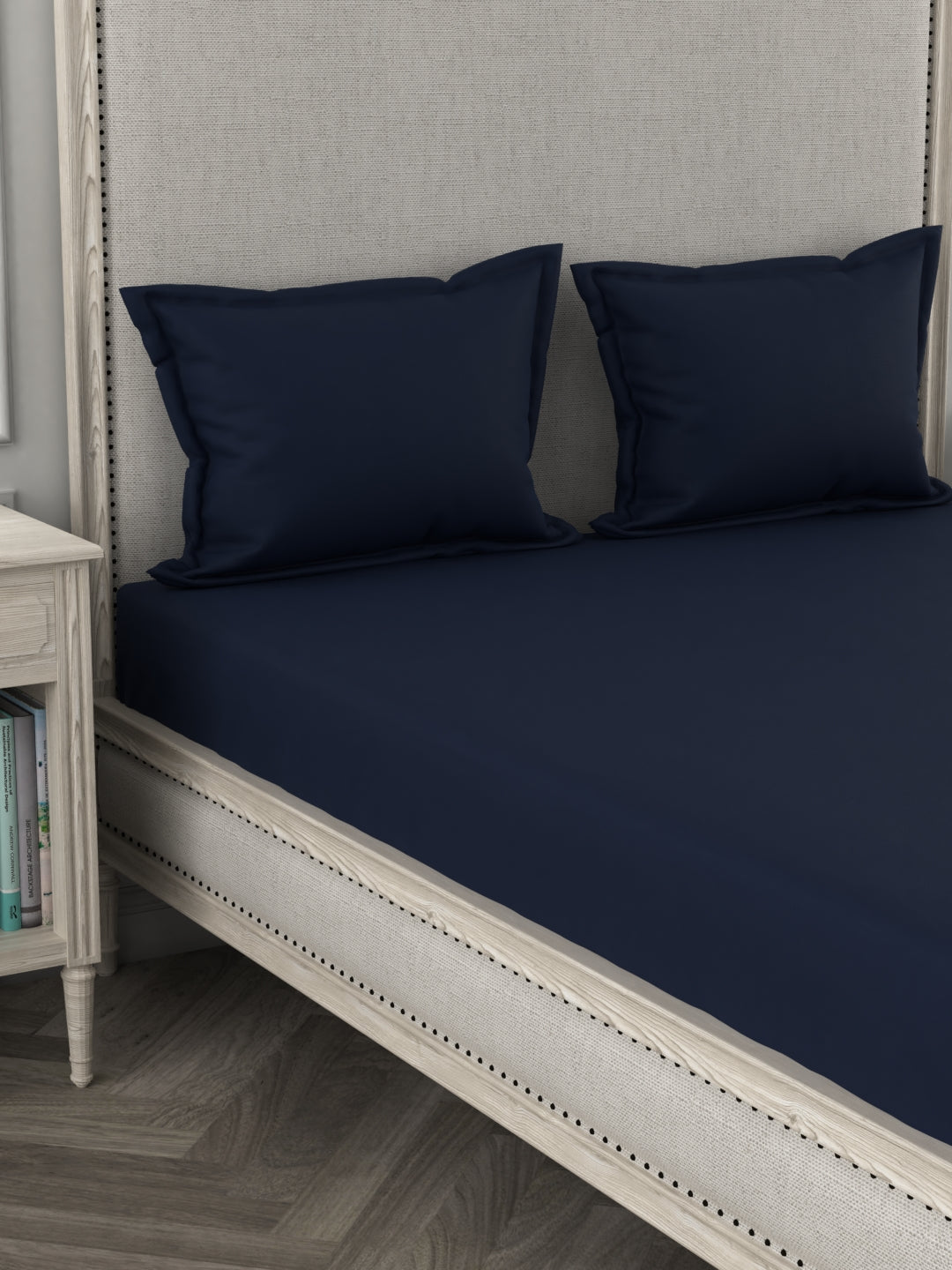 Buy navy single and double cotton bedsheet online | Amouve
